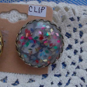 60s "mardi Gras" Confetti Lucite Sarah Coventry Earrings Clip-on - Etsy