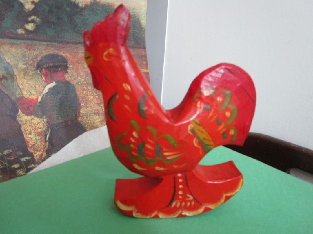 Antique Dala Painted Rocking Rooster - Etsy