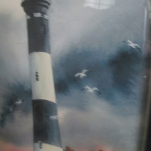 90's Lighthouse Watercolor Print Signed M.casper Vintage Art Great Gift ...