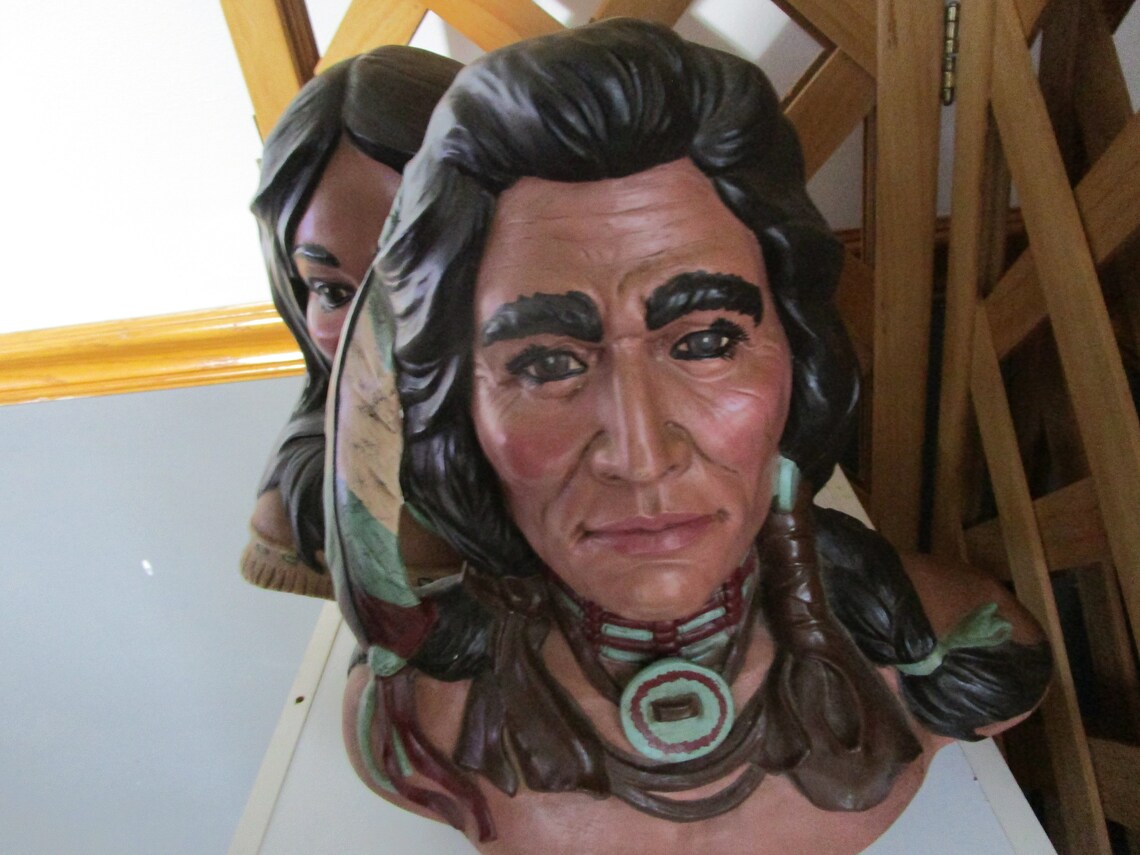 Provincial Mold #81 Native American Indian Couple Ceramic Head Bust ...