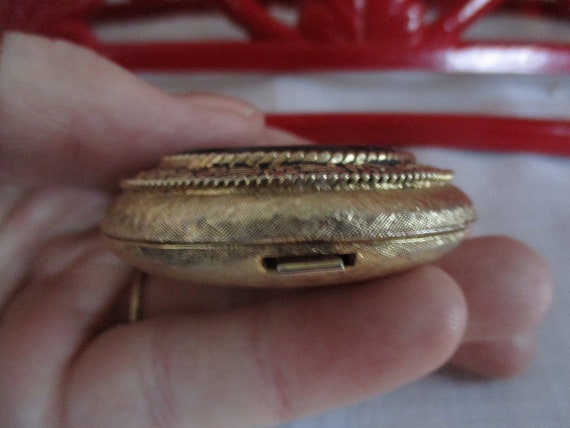 Vintage Gold & Amber Cherub Powder Compact with Mirror - Gem