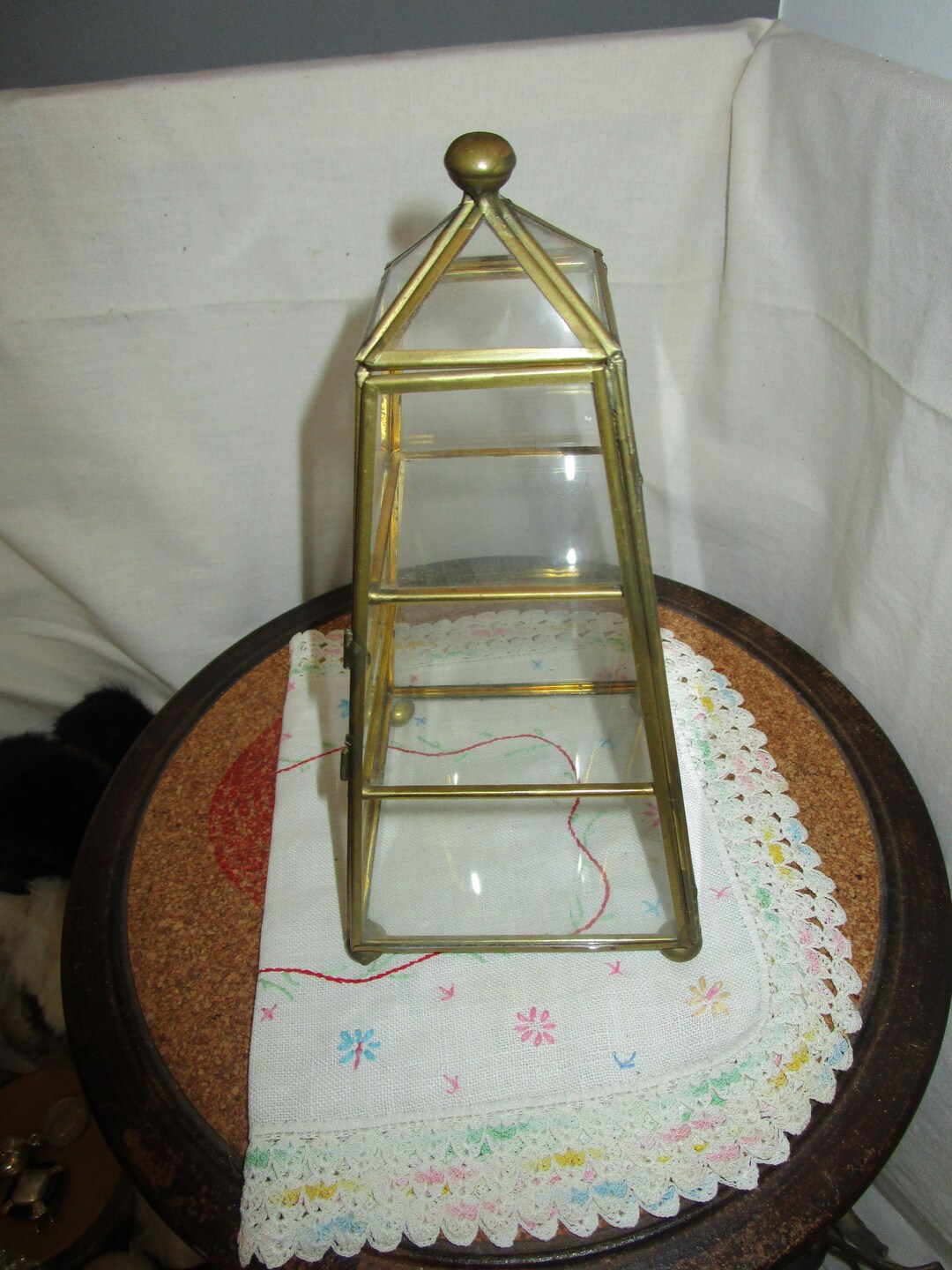 70s Brass & Glass Three Shelf Pyramid Display Case for Your Mini's - Etsy