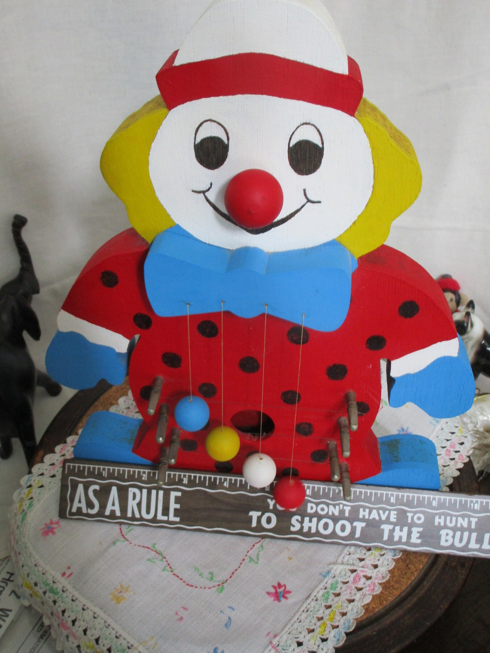 Vintage Wood Musical Bouncing Balls Clown Wall / Table Art - Etsy