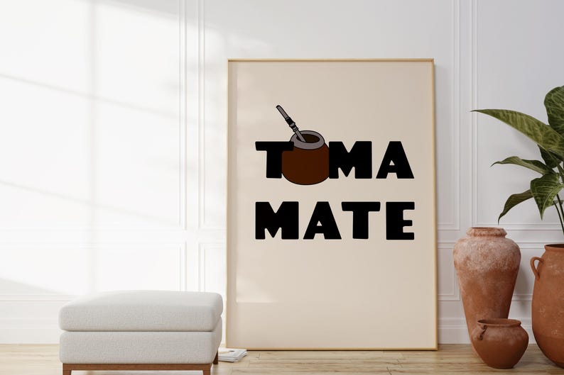 Mate Wall Art, Minimalist Yerba Mate Print, Unique Wall Print for Decor ...