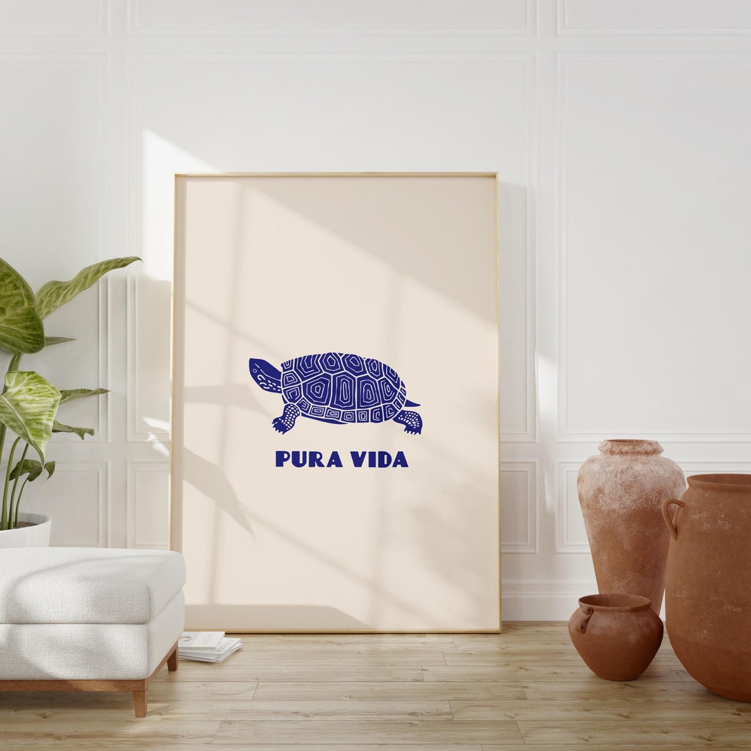 Pura Vida Turtle Illustration, Digital Download, Tropical Turtle Art ...
