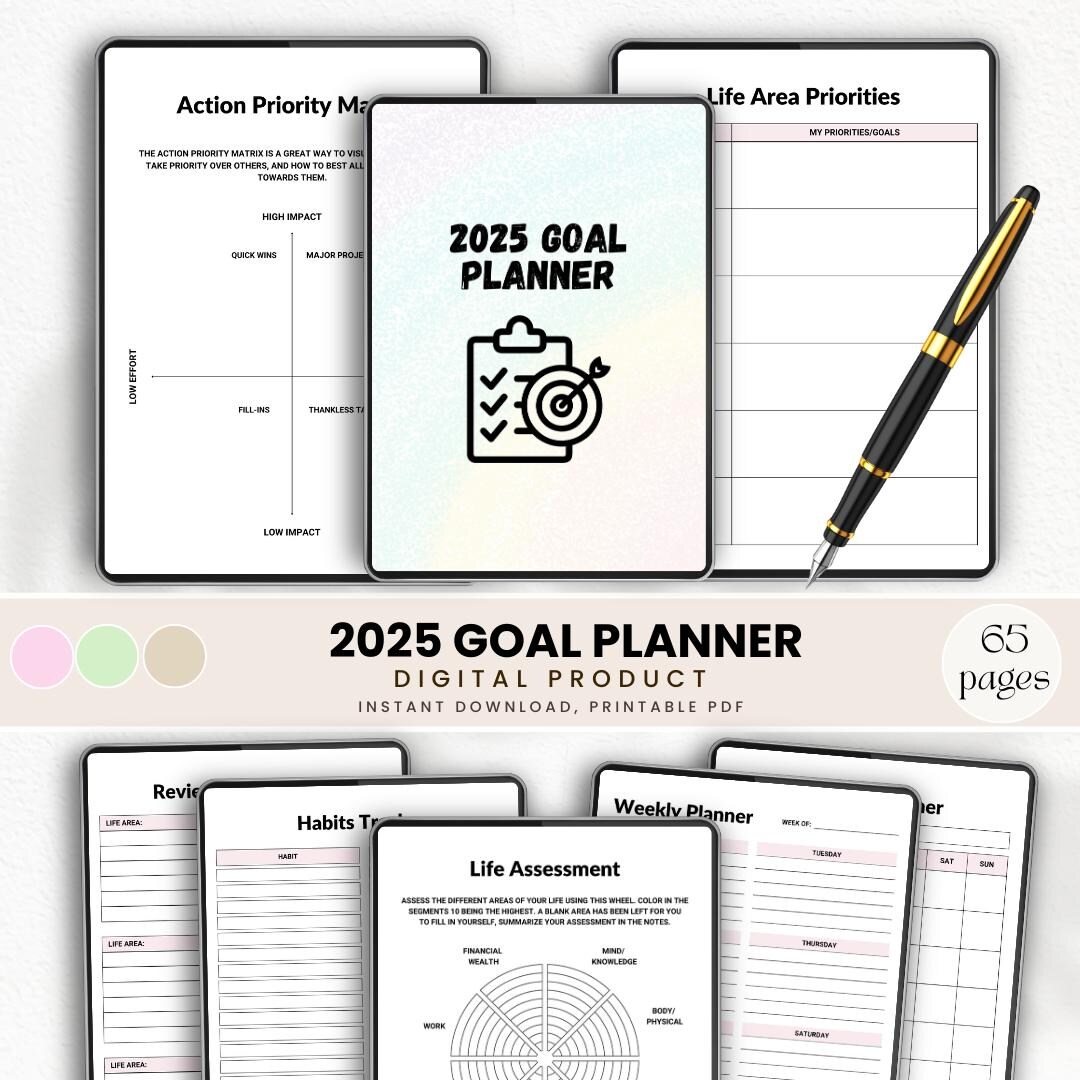 2025 Goal Planner Printable | Set, Track & Achieve Your Goals for the Year | Digital Download ...