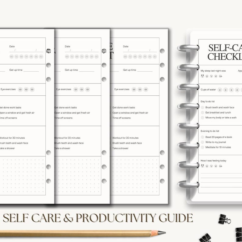 Minimalist Self-care Checklist, Daily Self-care Tracker, Wellness ...