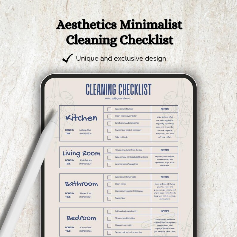 Minimalist Cleaning Checklist Printable, Daily Cleaning Routine ...