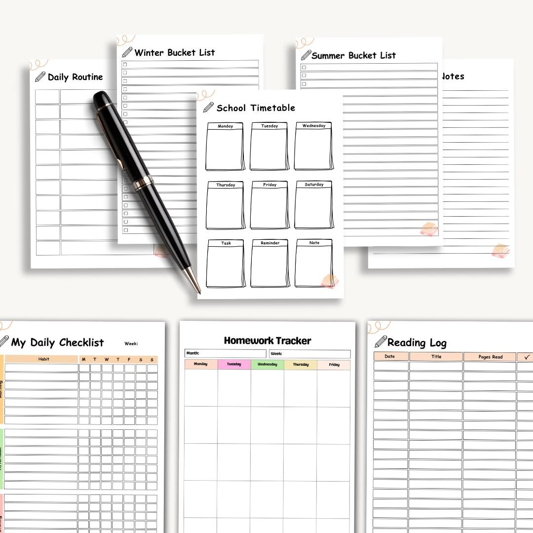 2025 School Planner for Kids | Printable Academic Planner, Homework ...