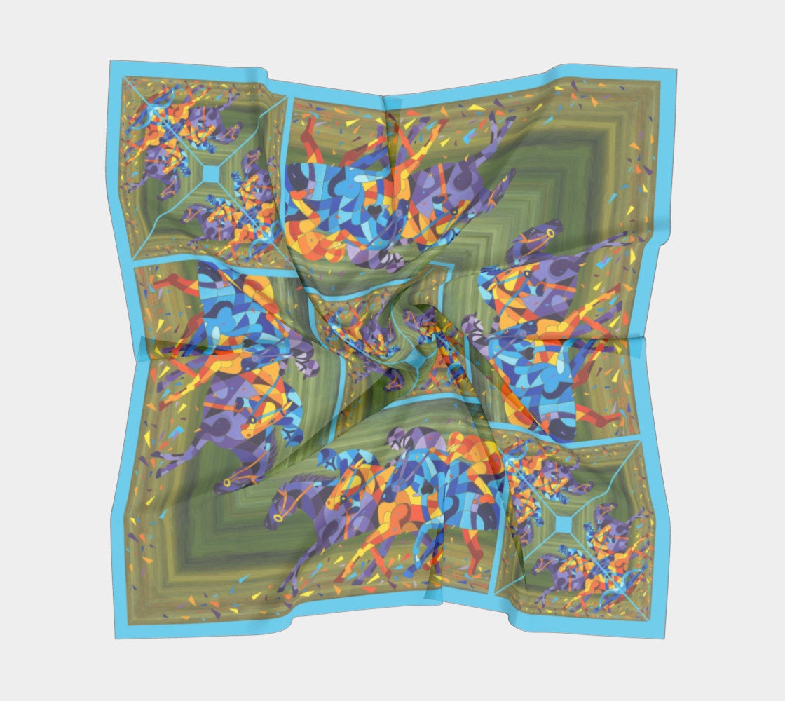 Derby Scarf, Horse Racing Scarf, Race Scarf, Colorful Horse Racing ...