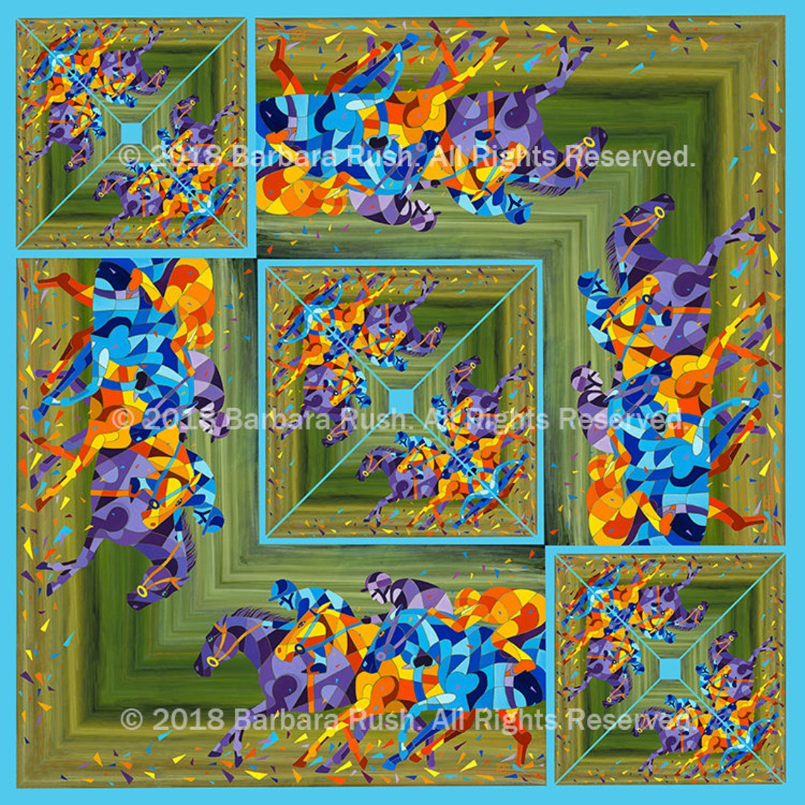 Derby Scarf, Horse Racing Scarf, Race Scarf, Colorful Horse Racing ...