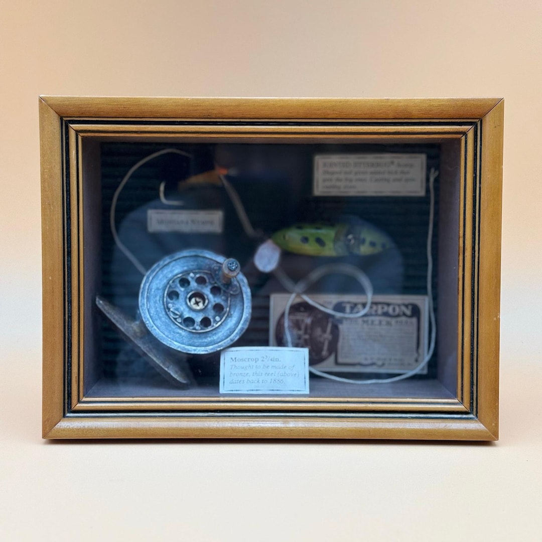 Vintage Fishing Shadow Box With Reel, Lure & Montana Nymph Display - Etsy