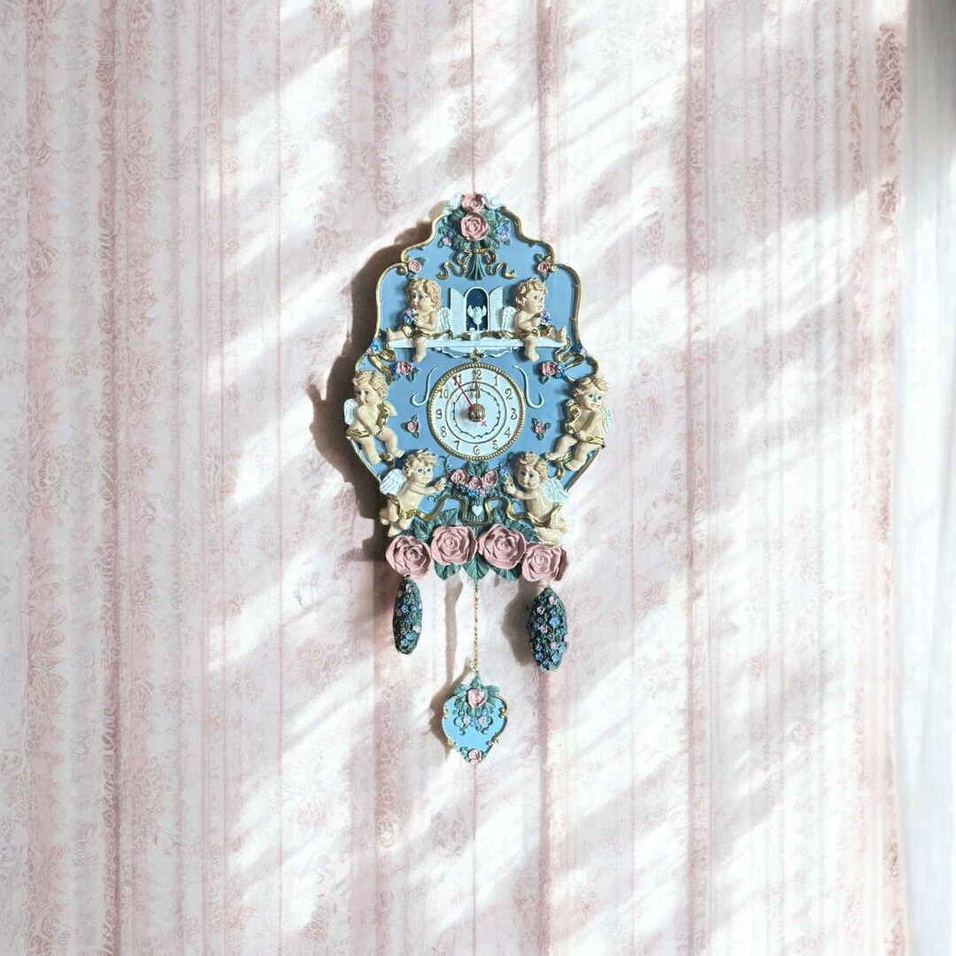 3D Cherub Angel Wall Clock With Roses - Etsy