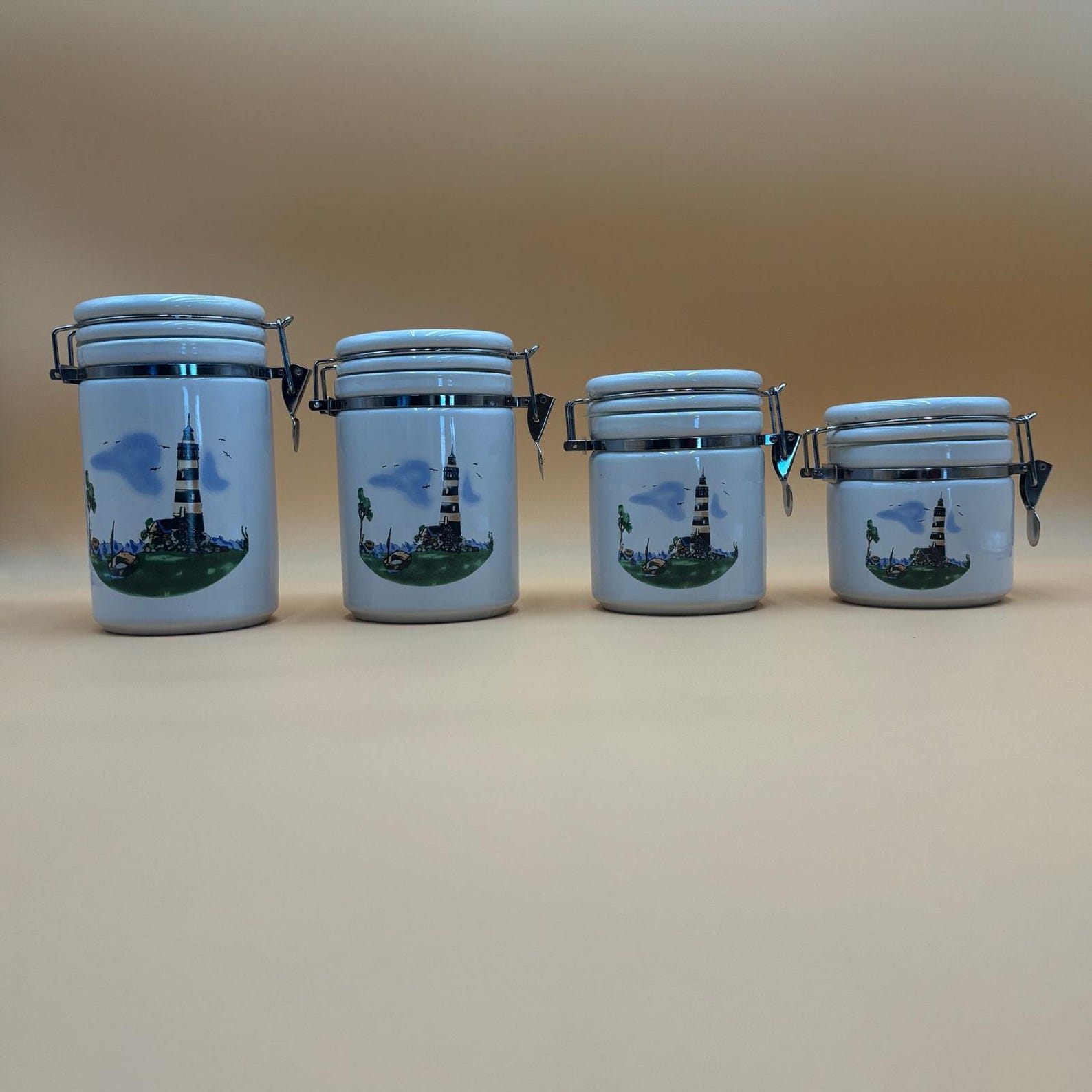 Vintage Alco Industries Lighthouse Canister Set - 4 Piece Kitchen ...