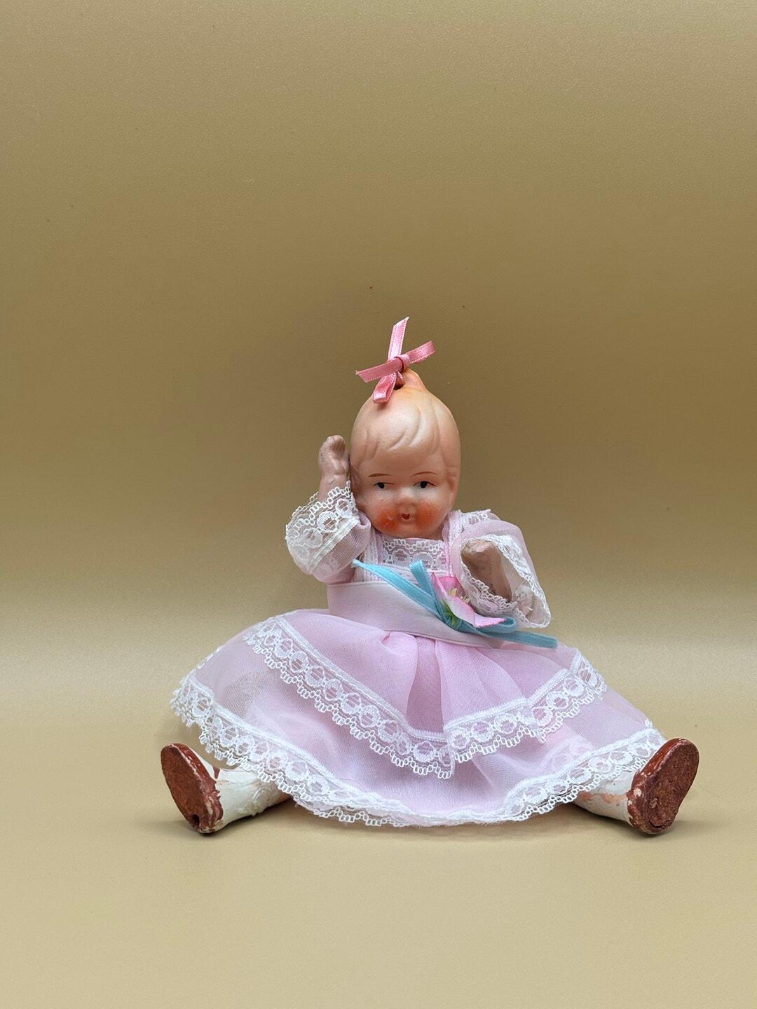Fragile Doll With Movable Parts 6.5" - Made in Japan, Pink Dress With ...