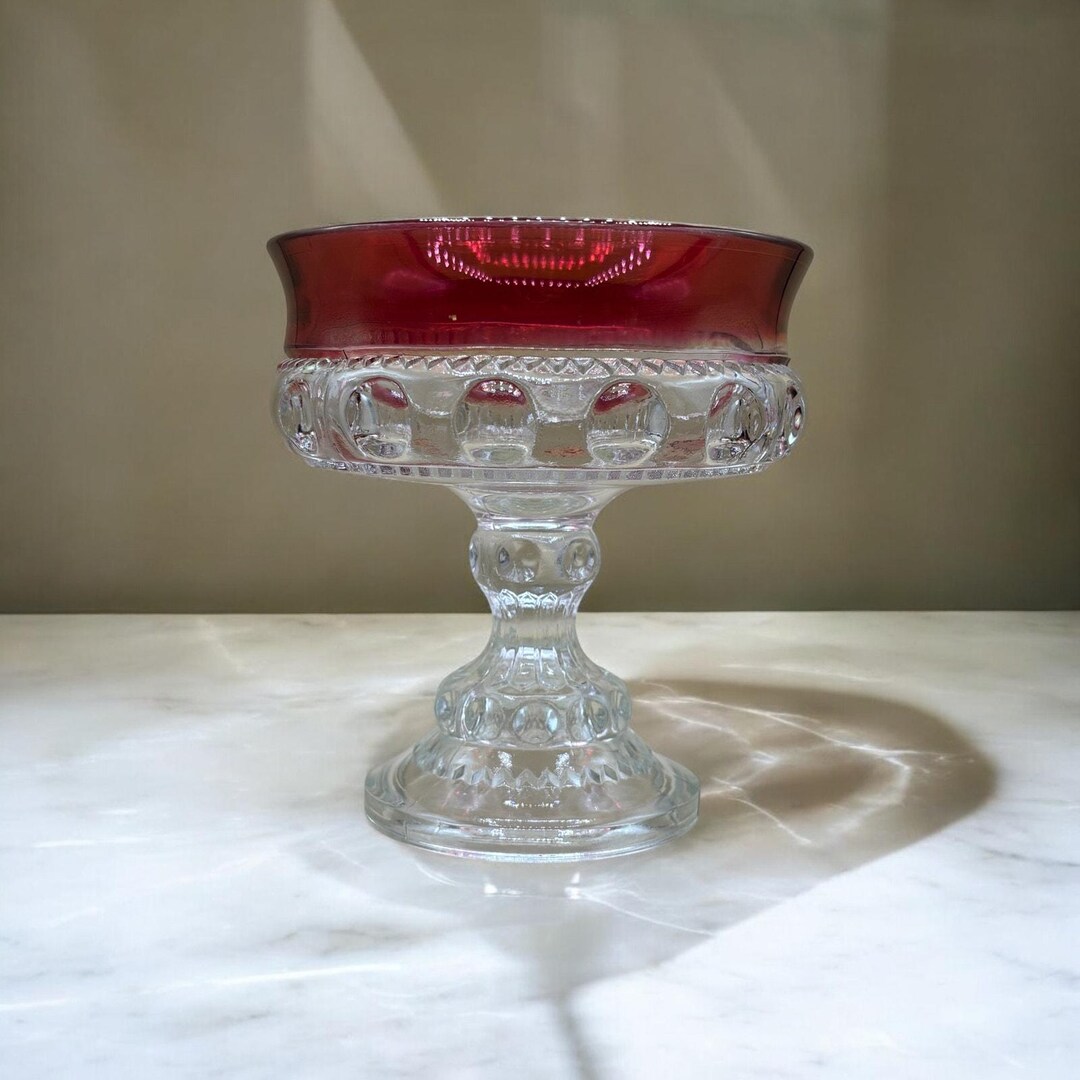 Vintage Kings Crown Ruby Flash Compote/candy Dish - Etsy
