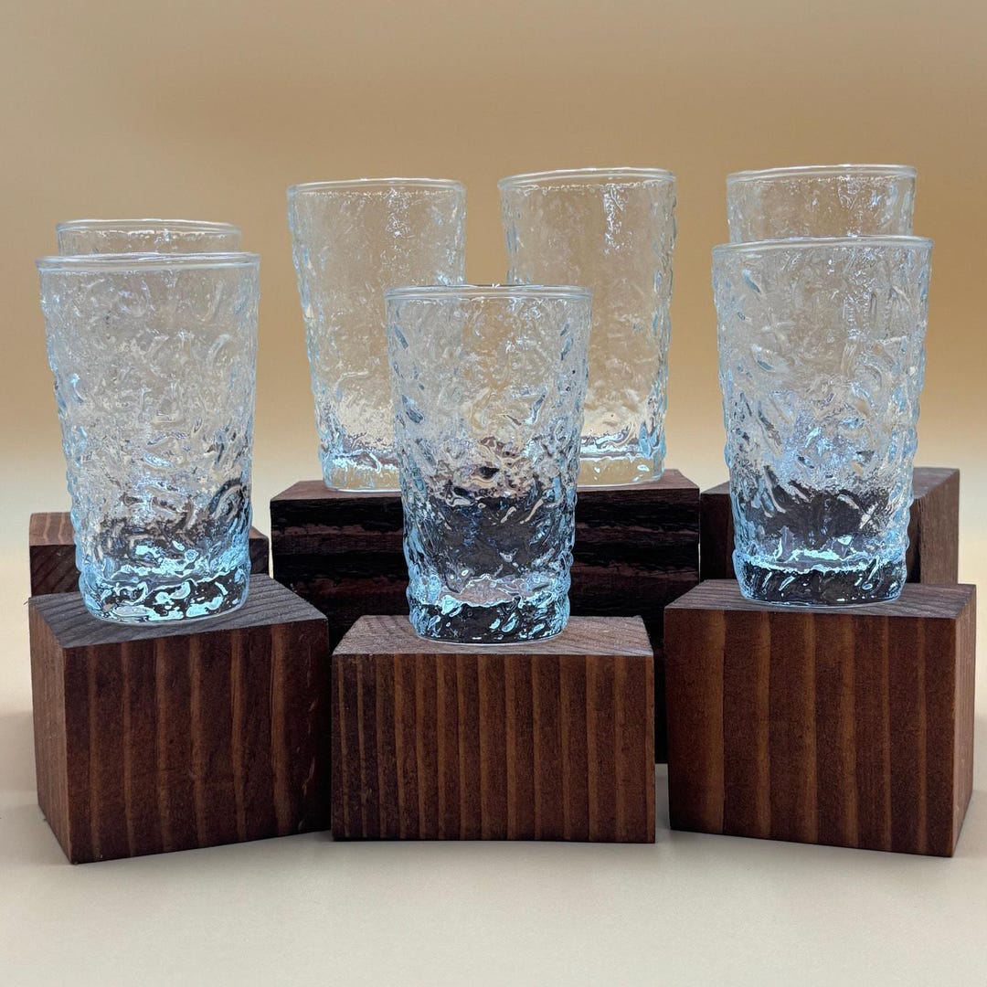 Anchor Hocking Milano Clear Crystal Crinkle Glass Tumblers - Set of 7 ...