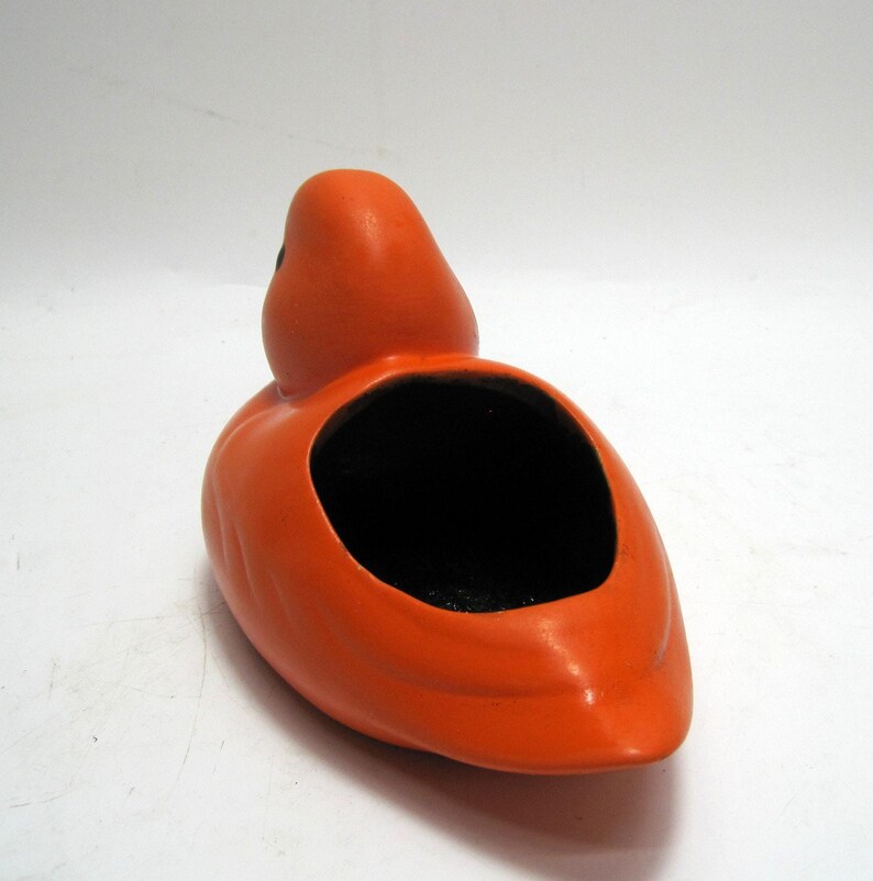 Vintage Ceramic Chubby Ruddy Duck Planter Hand Painted Orange Black - Etsy