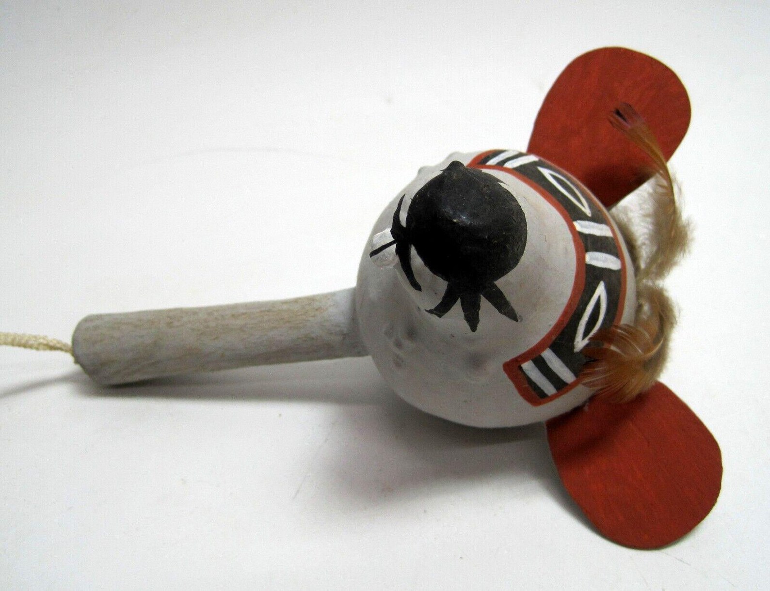 VTG Native American Hand Made Hopi Gourd Rattle Racoon Hand Painted ...