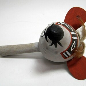 VTG Native American Hand Made Hopi Gourd Rattle Racoon Hand Painted ...