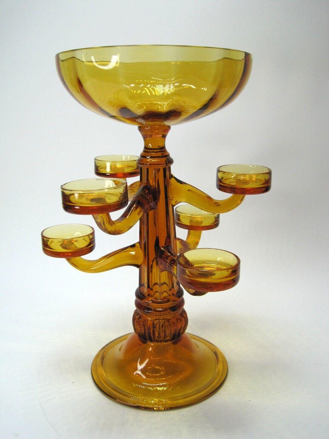 Vintage Unique Sweet Meat Sweetmeat Tree Epergne Amber Glass - Etsy