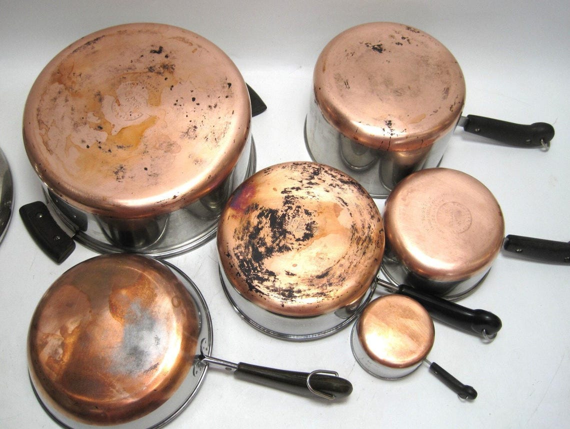 11 Piece Revere Ware Copper Bottom Pans 6qt 3qt 2qt 1qt 8" Skillet - Etsy