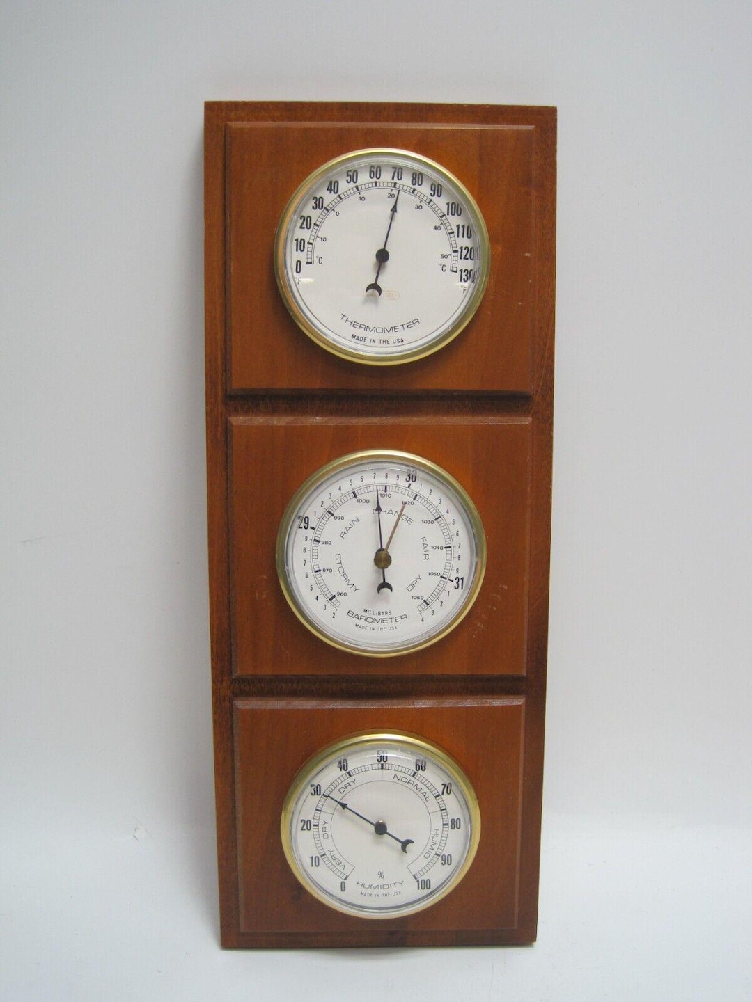VTG Weather Station Thermometer Barometer Humidity Acu-rite USA Solid ...