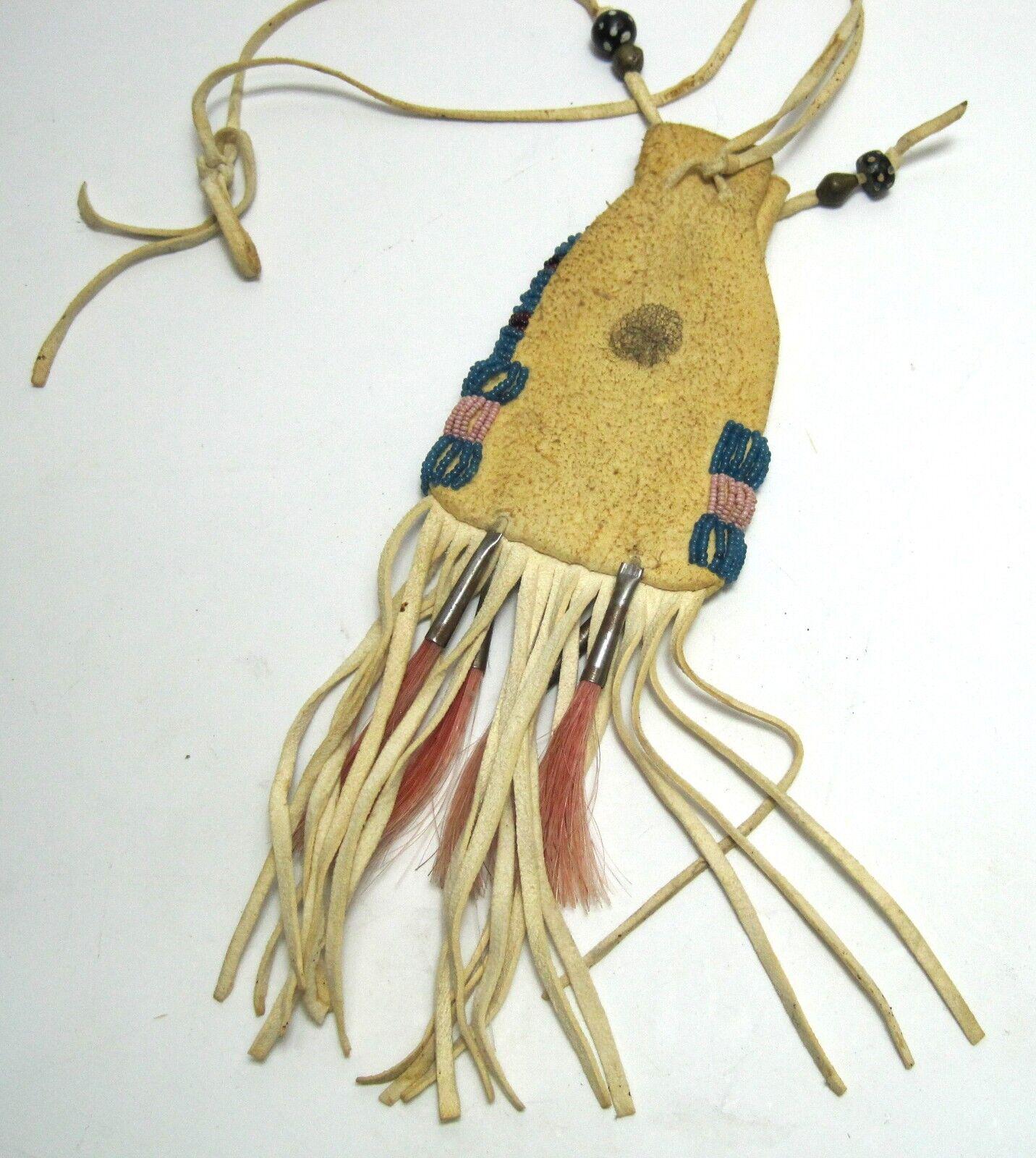 Native American Leather Medicine Bag Beaded Tobacco Pouch - Etsy