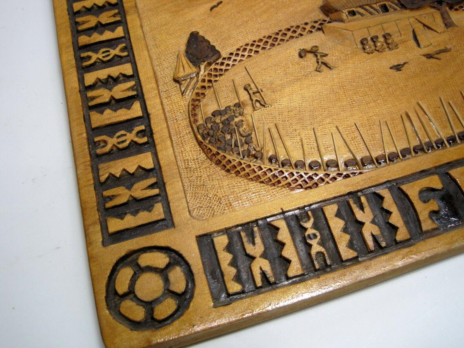 Fijian Souvenir 15 X 10 Carved Wood Wall Hanging TIKI HUT FIJI Islands ...
