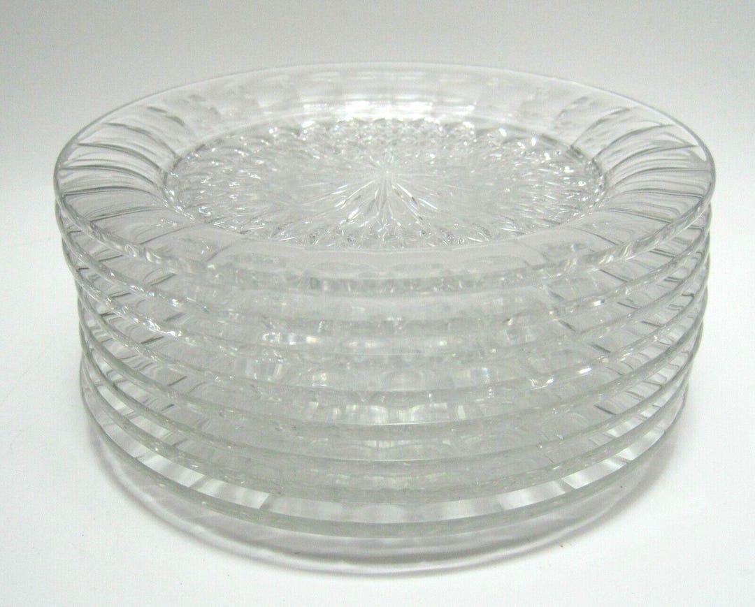 Set of 8 -VTG 6.25” Val St Lambert Imperial Cut Crystal Bread Dessert ...