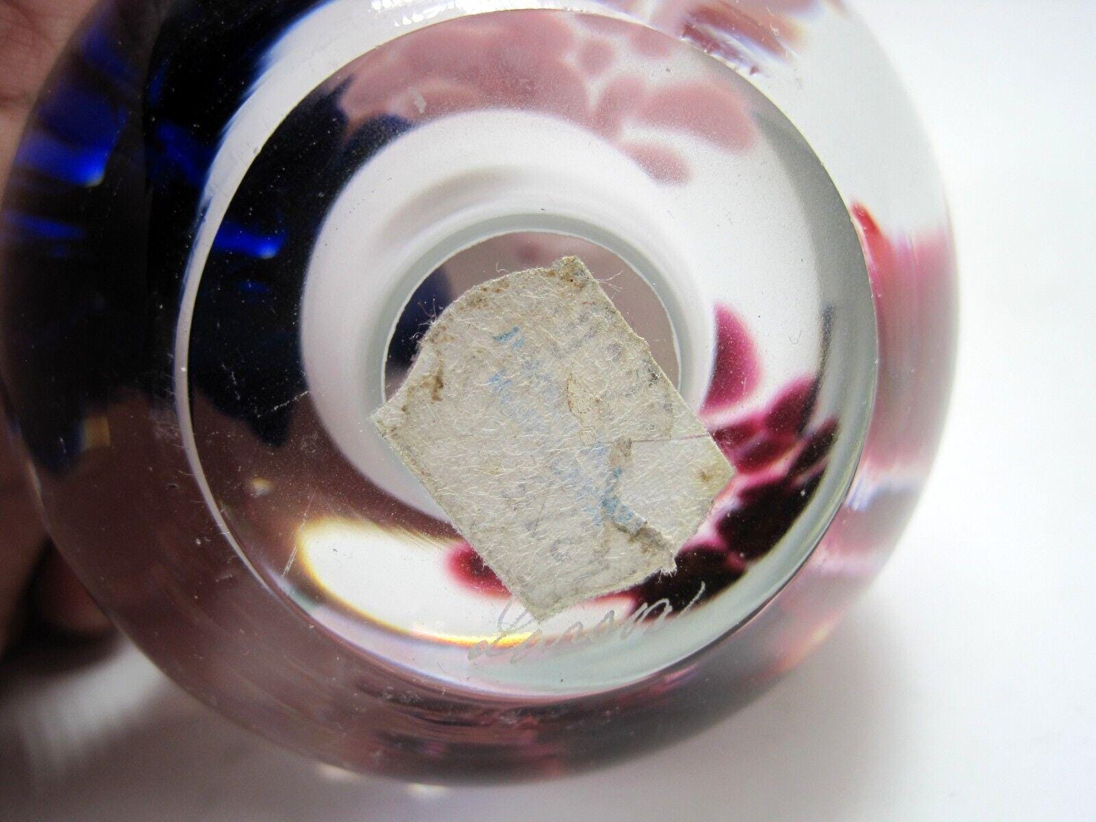 Larson Crystal Blown Glass Paperweight 4 Inch Made in USA Flowers Trio ...