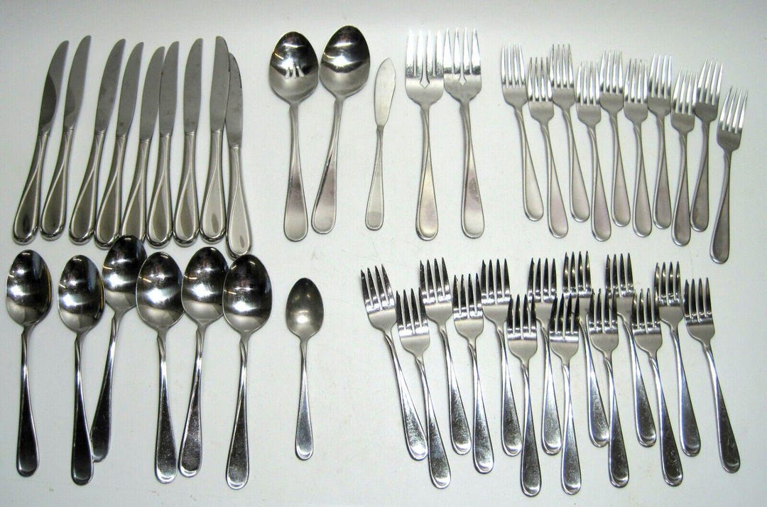 45 Pieces Oneida Satin Flight Stainless Steel Flatware W/serving - Etsy