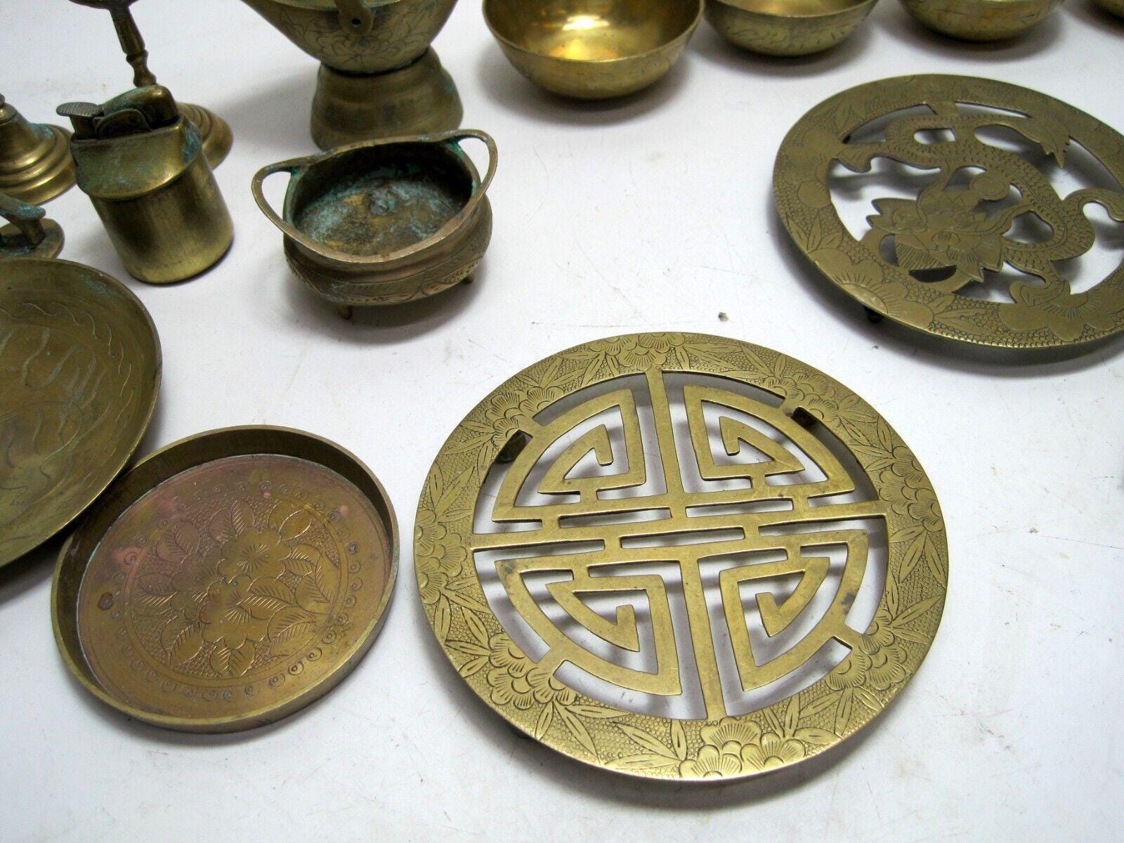 Large Lot of Vintage Brass Items Various Shapes and Sizes Brass Decor ...