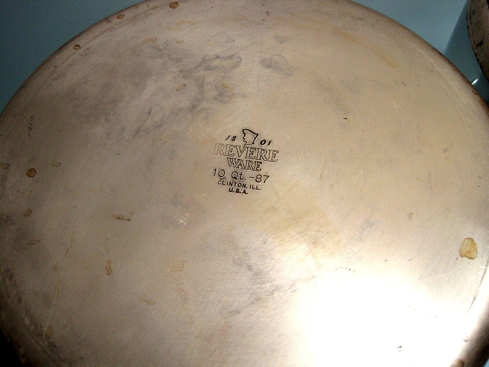 Lot of 11 Pieces Revere Ware Copper Bottom Pans 10qt/8qt/6qt/4.5qt/3qt ...