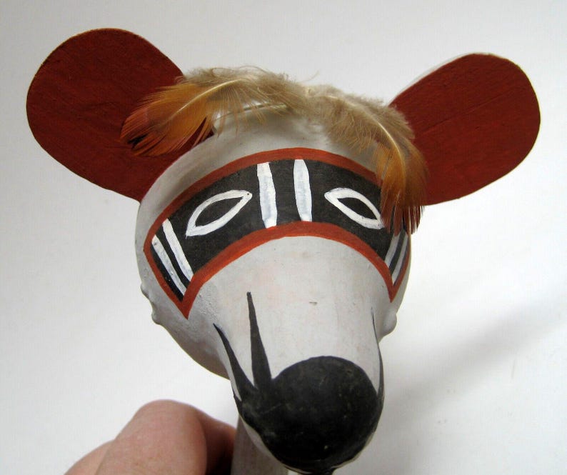 VTG Native American Hand Made Hopi Gourd Rattle Racoon Hand Painted ...