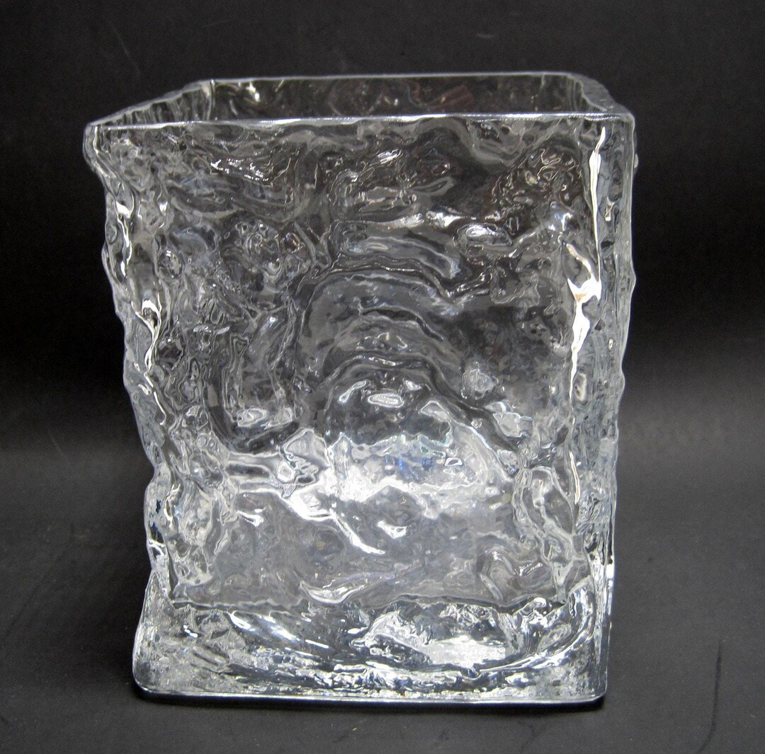 Large MCM Ice Block Glass Vase/planter/square Flowerpot Artic Iceberg 6 ...