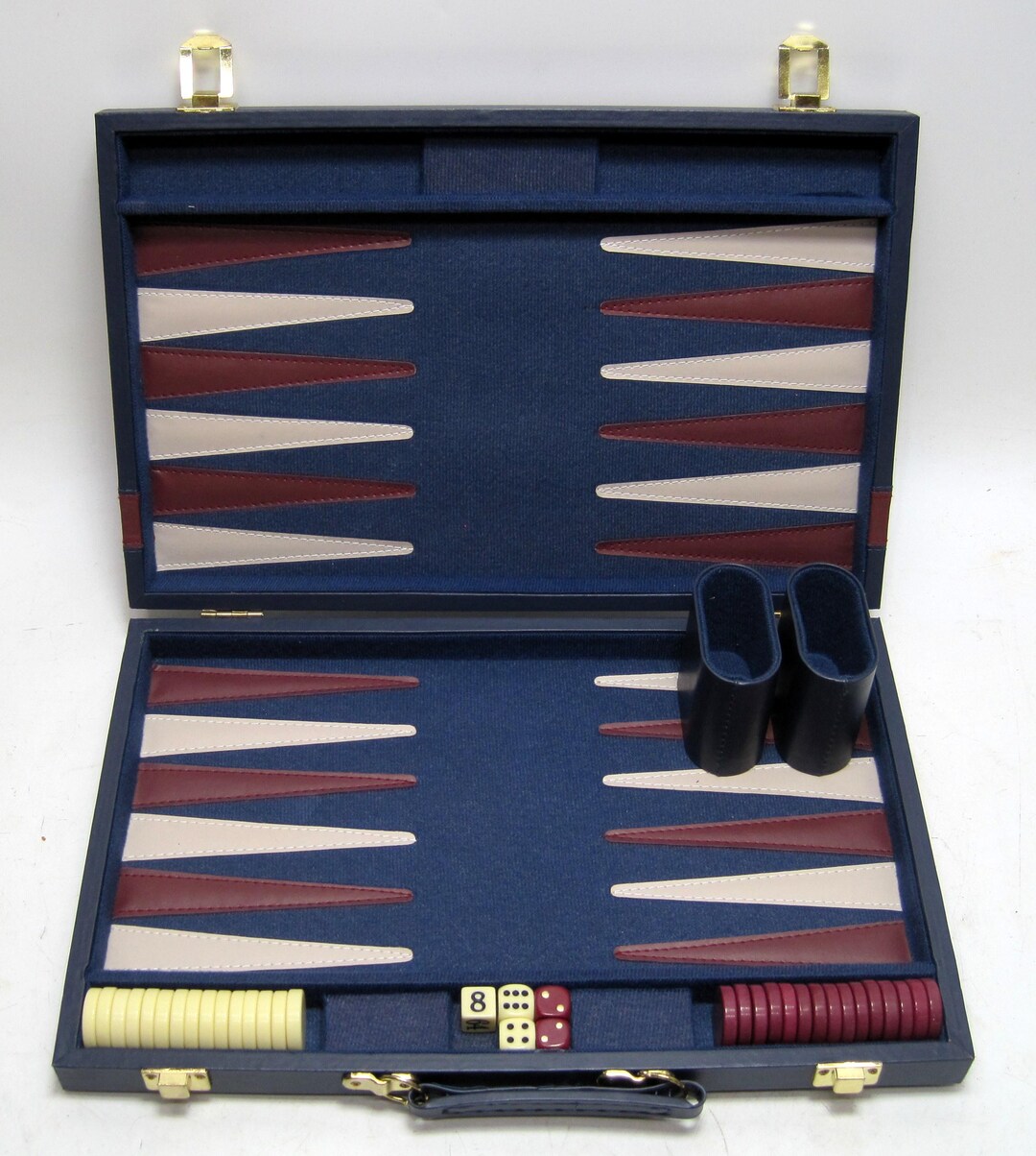 Vintage Backgammon Set W/faux Leather Travel Case Blue and Red - Etsy