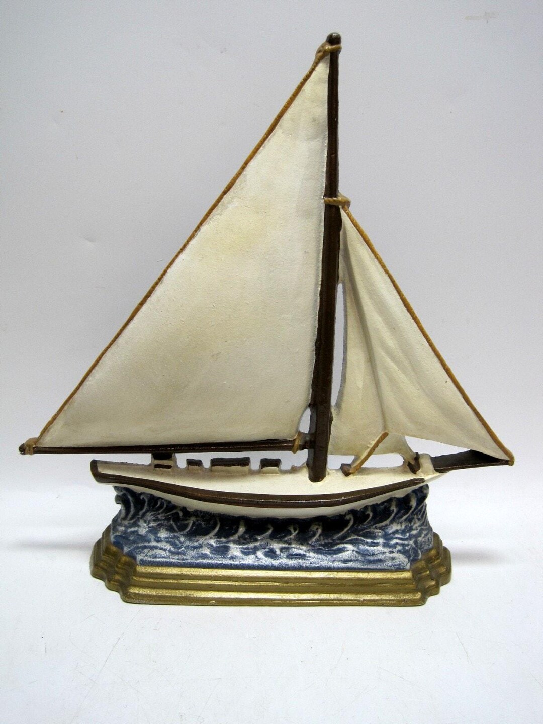 Vintage Sailboat Cast Iron Doorstop Nautical Maritime Display ...