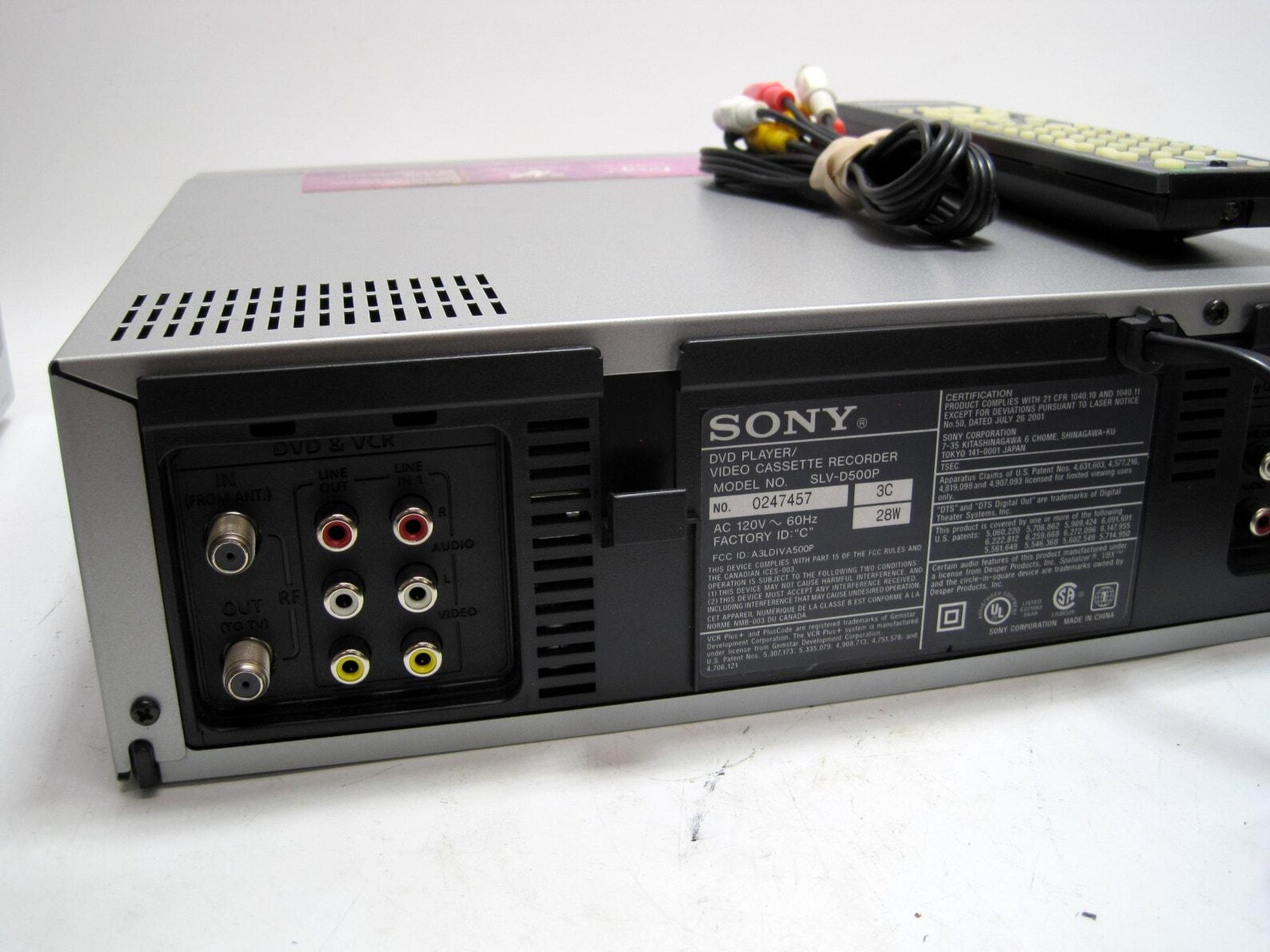 Sony SLV-D500P Dvd/vhs Vcr Combo Player & Recorder W/remote and AV ...