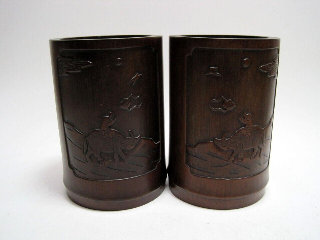 Pair of VTG Chinese Bamboo Bitong Brush Pots - Etsy