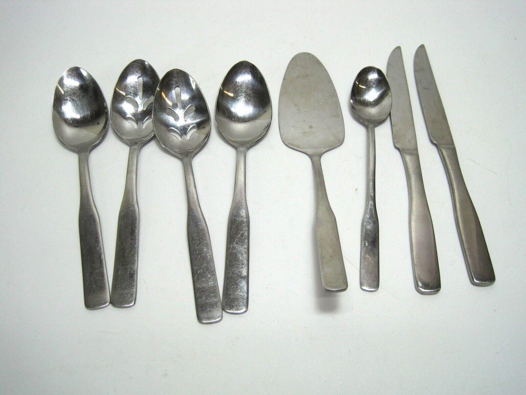 8 Pieces REED & BARTON Heritage Mint Fiddler II Stainless Flatware ...