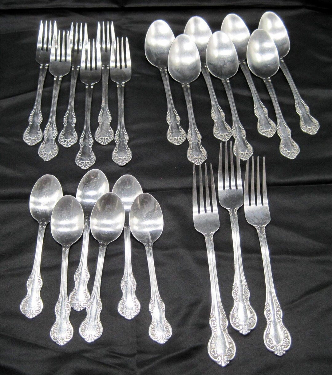 27 Pieces Wallace Camden Floral Pattern Stainless Flatware Set - Etsy