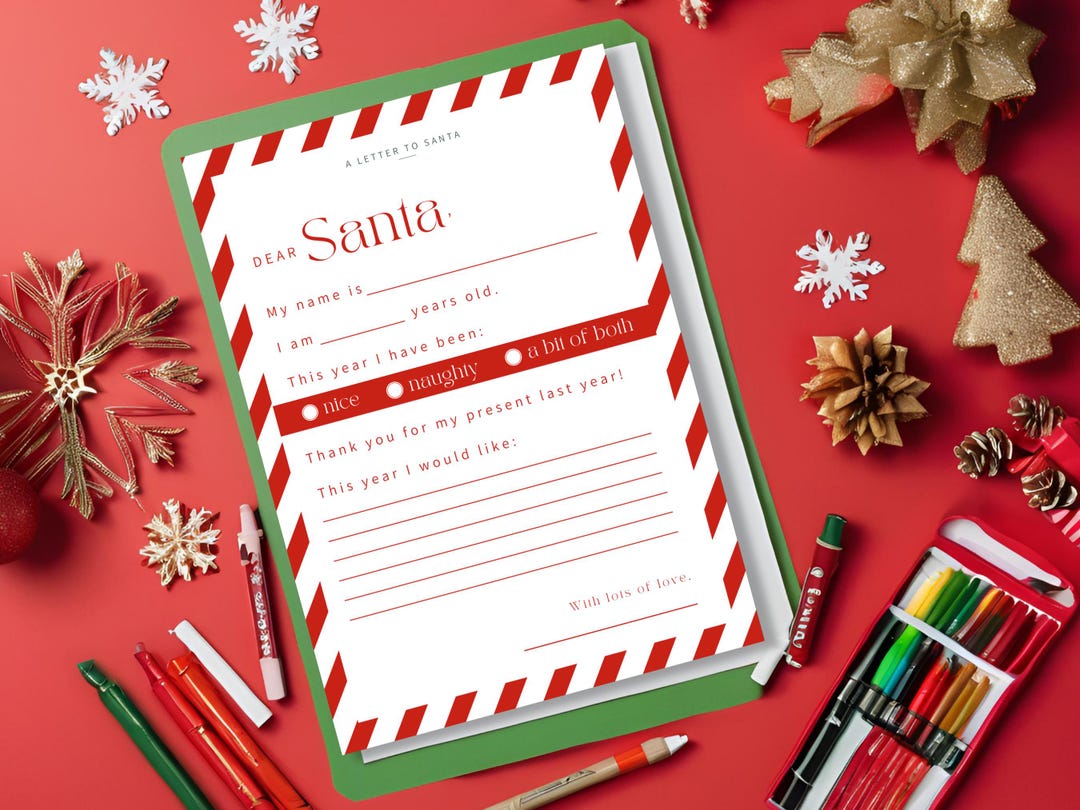 Dear Santa - Printable Christmas Letter Template, Children Activity ...
