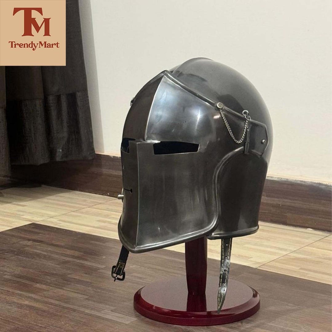 Medieval Knight Steel Barbuta Helmet Crusader Barbute Visored Antique ...
