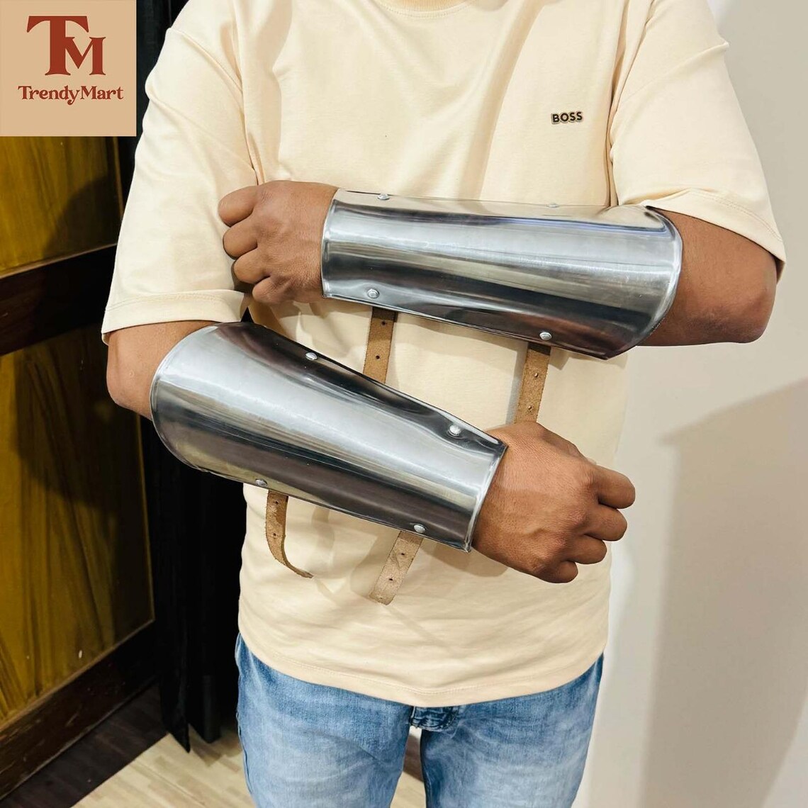 Medieval Arm Guard Bracers Steel Vambraces Silver Polish Hand Armor ...