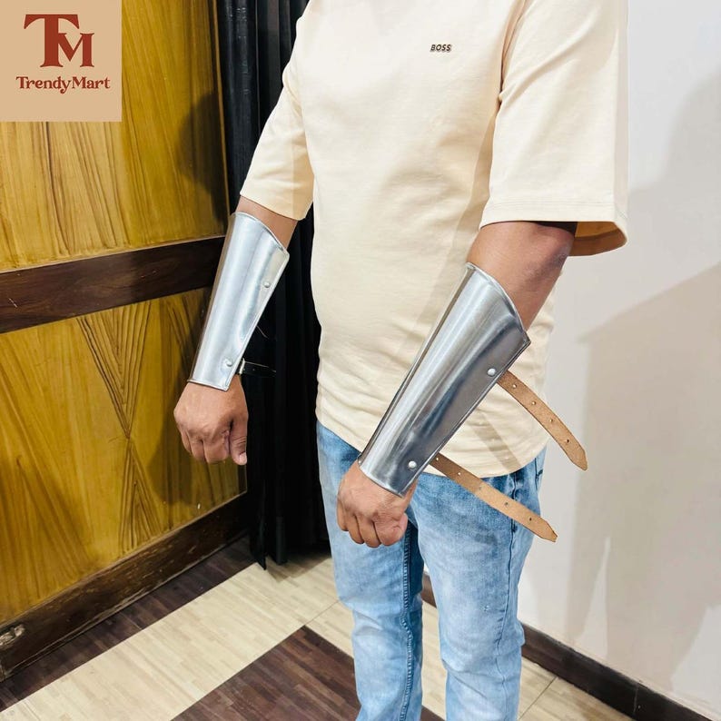 Medieval Arm Guard Bracers Steel Vambraces Silver Polish Hand Armor ...