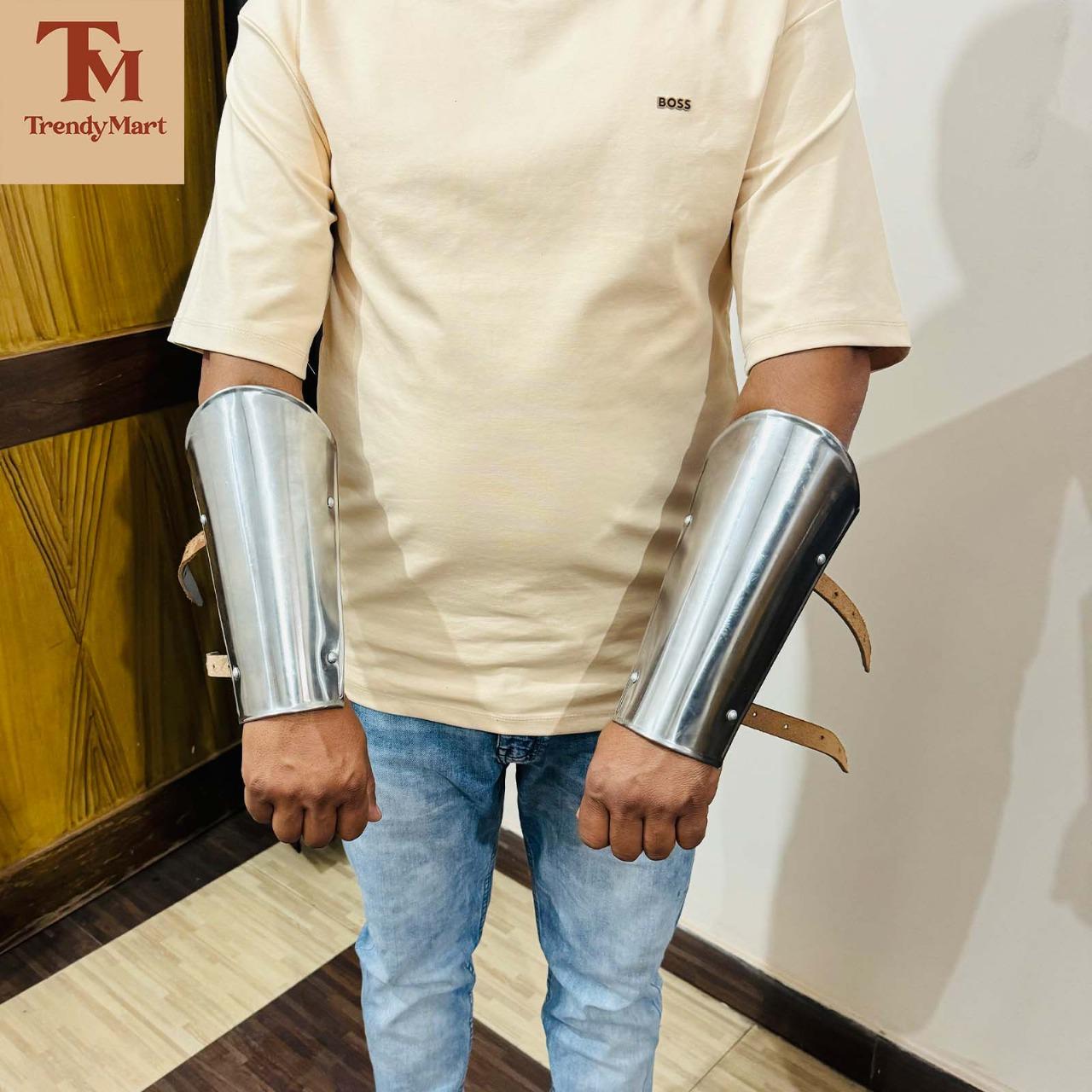 Medieval Arm Guard Bracers Steel Vambraces Silver Polish Hand Armor ...