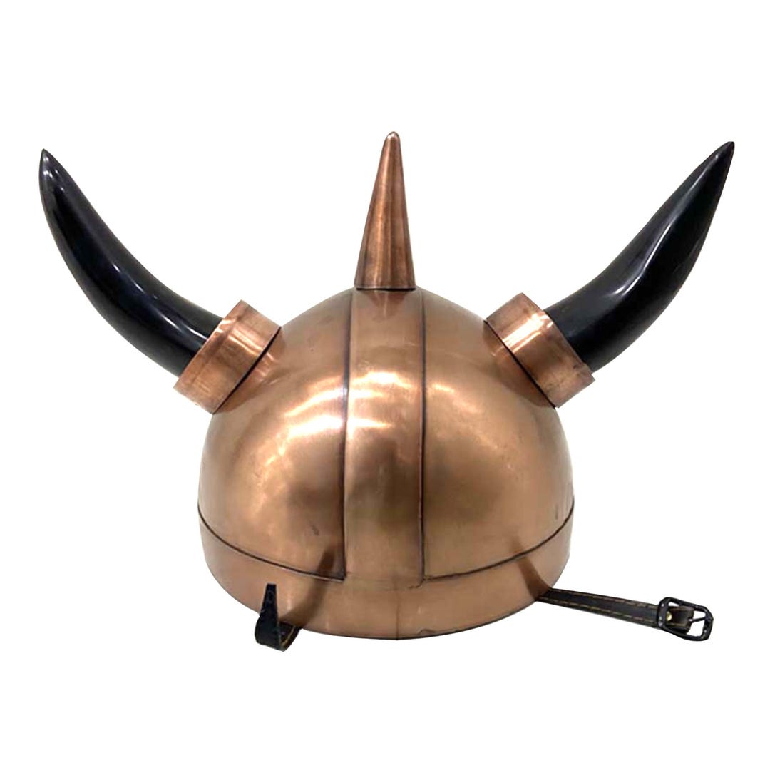 Metal Steel Horn Helmet Medieval Viking Armor Helmet Copper Antique ...