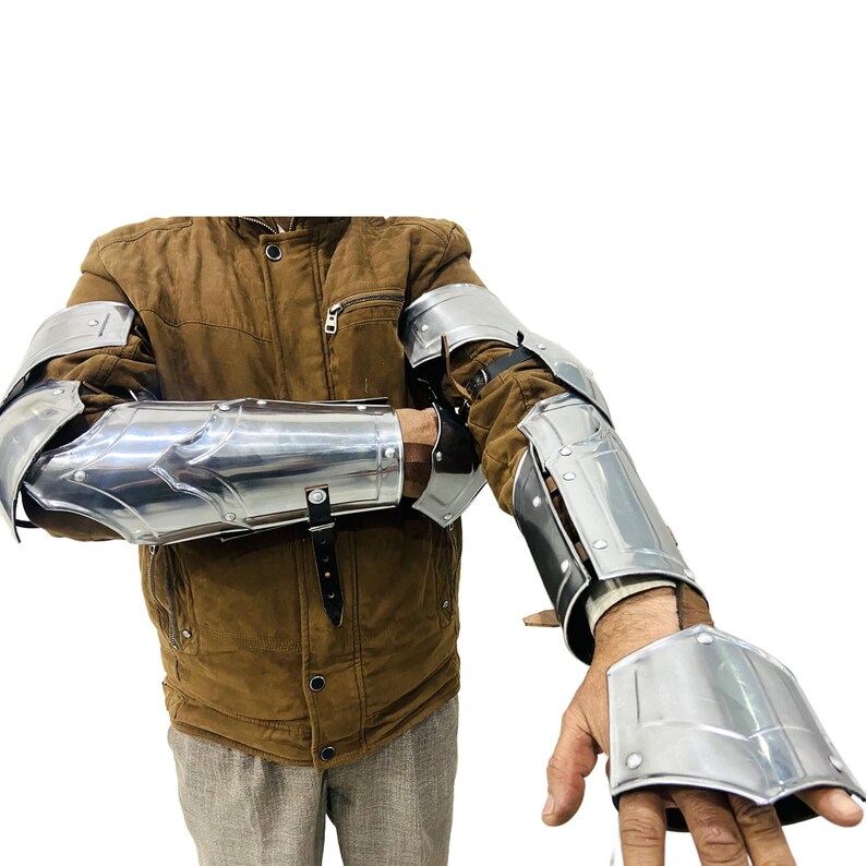 Medieval Hand Armor Arm Guard Bracers Hand Set Steel Vambraces Silver ...