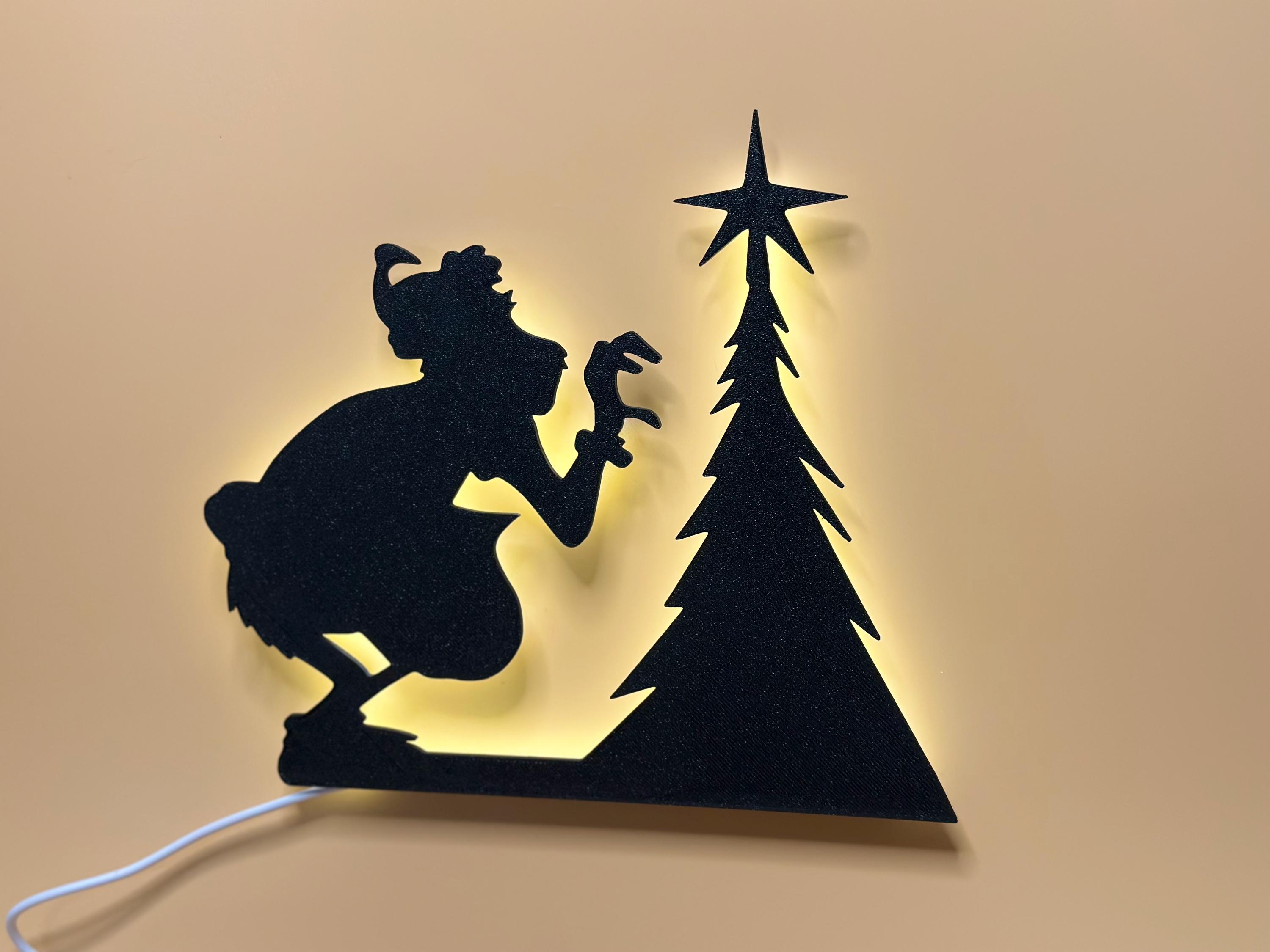 Grinch Silhouette USB Dimmer Light: Festive Christmas Decor for Holiday ...